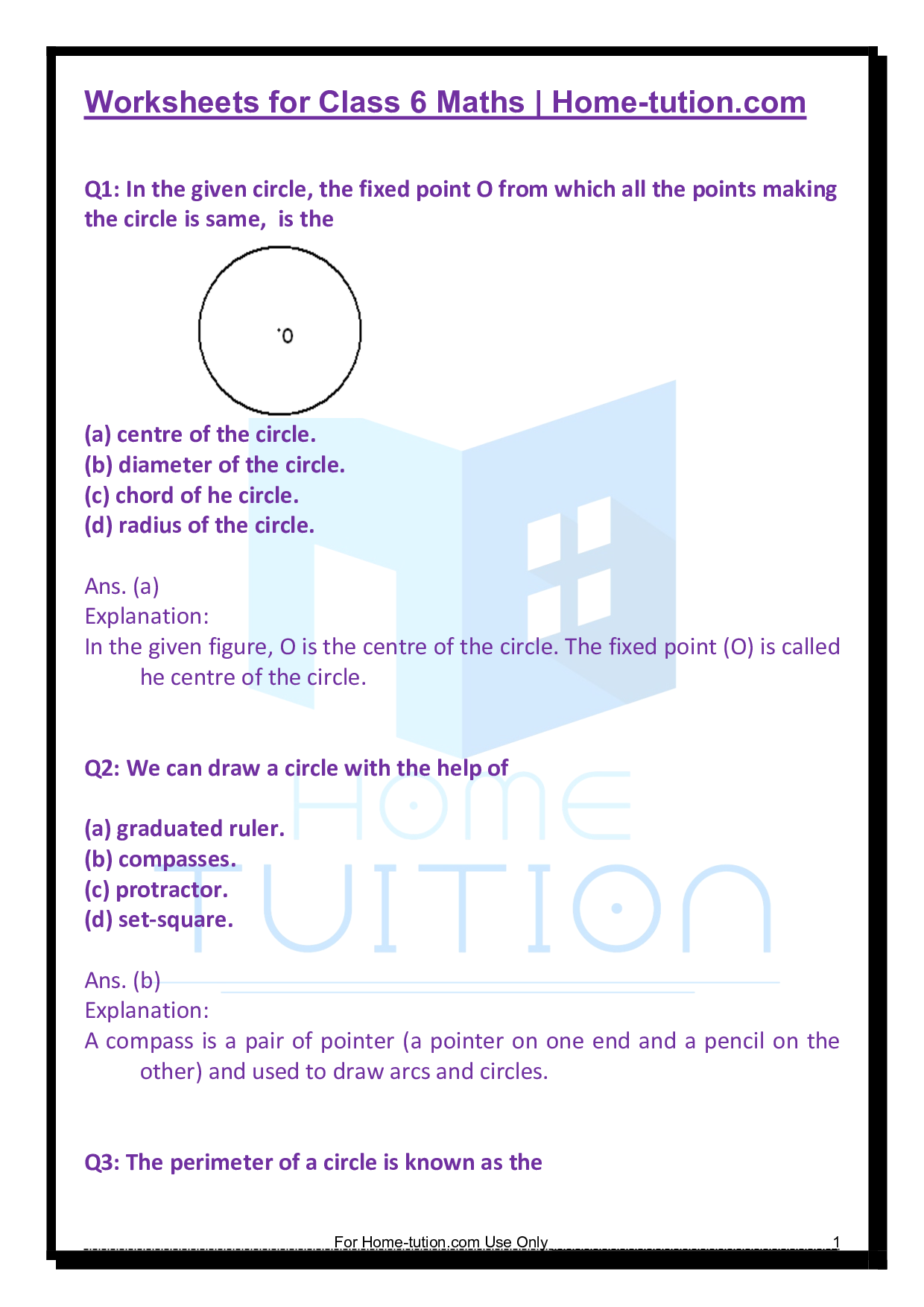 Extra Questions Solutions For Chapter 14 Practical Geometry Class 6 Maths