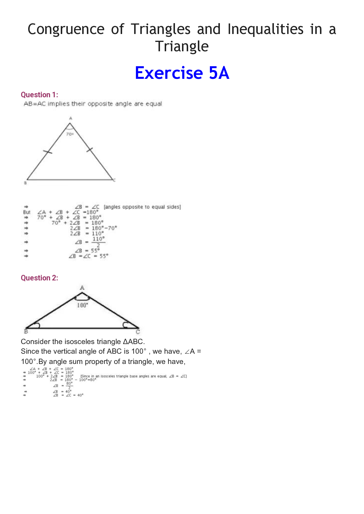 RS Aggarwal Solutions Class 9 Maths Chapter 9 Congruence of Triangles ...