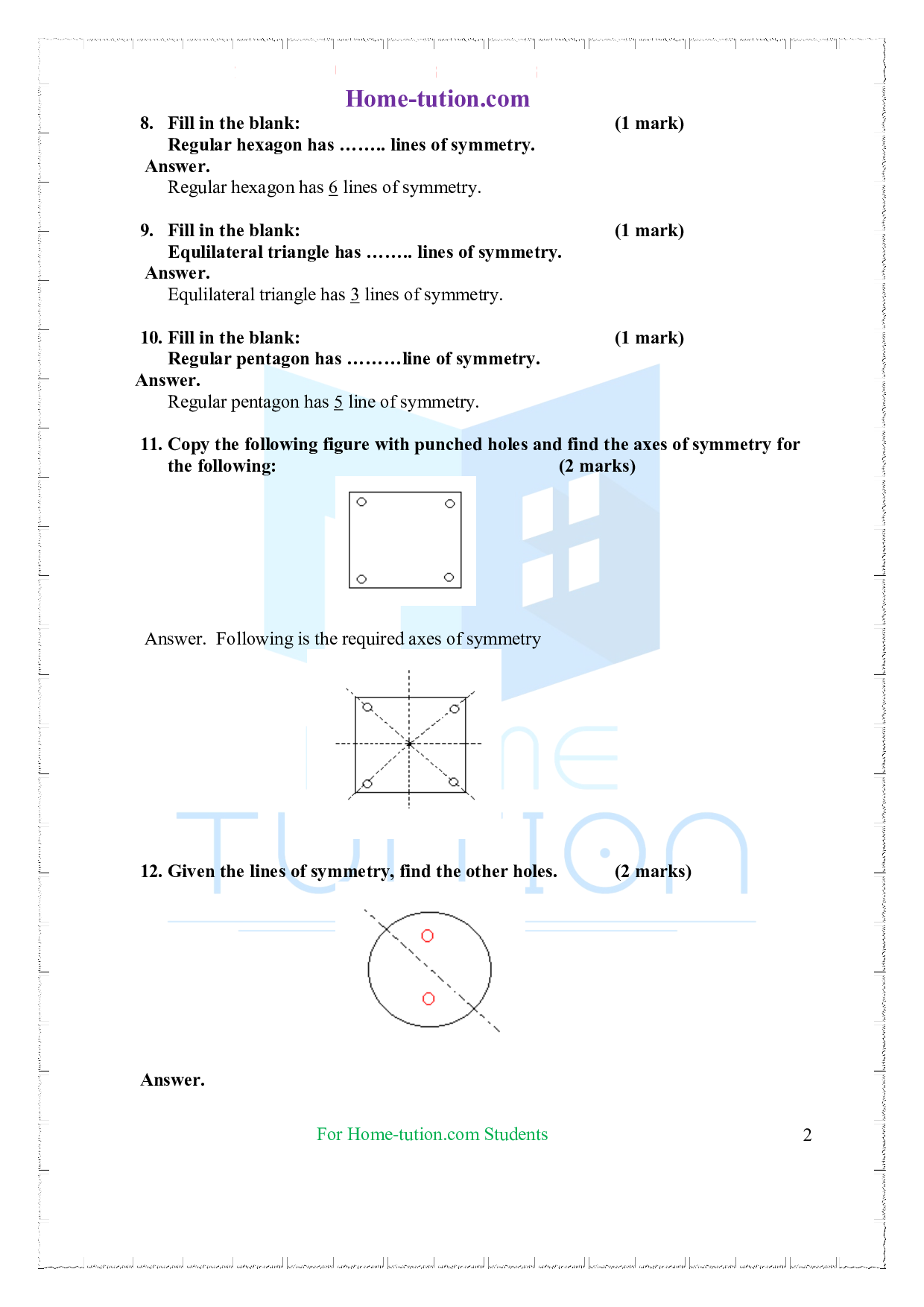Extra Subjective Questions Worksheet For CBSE Class 7 Maths Chapter 14