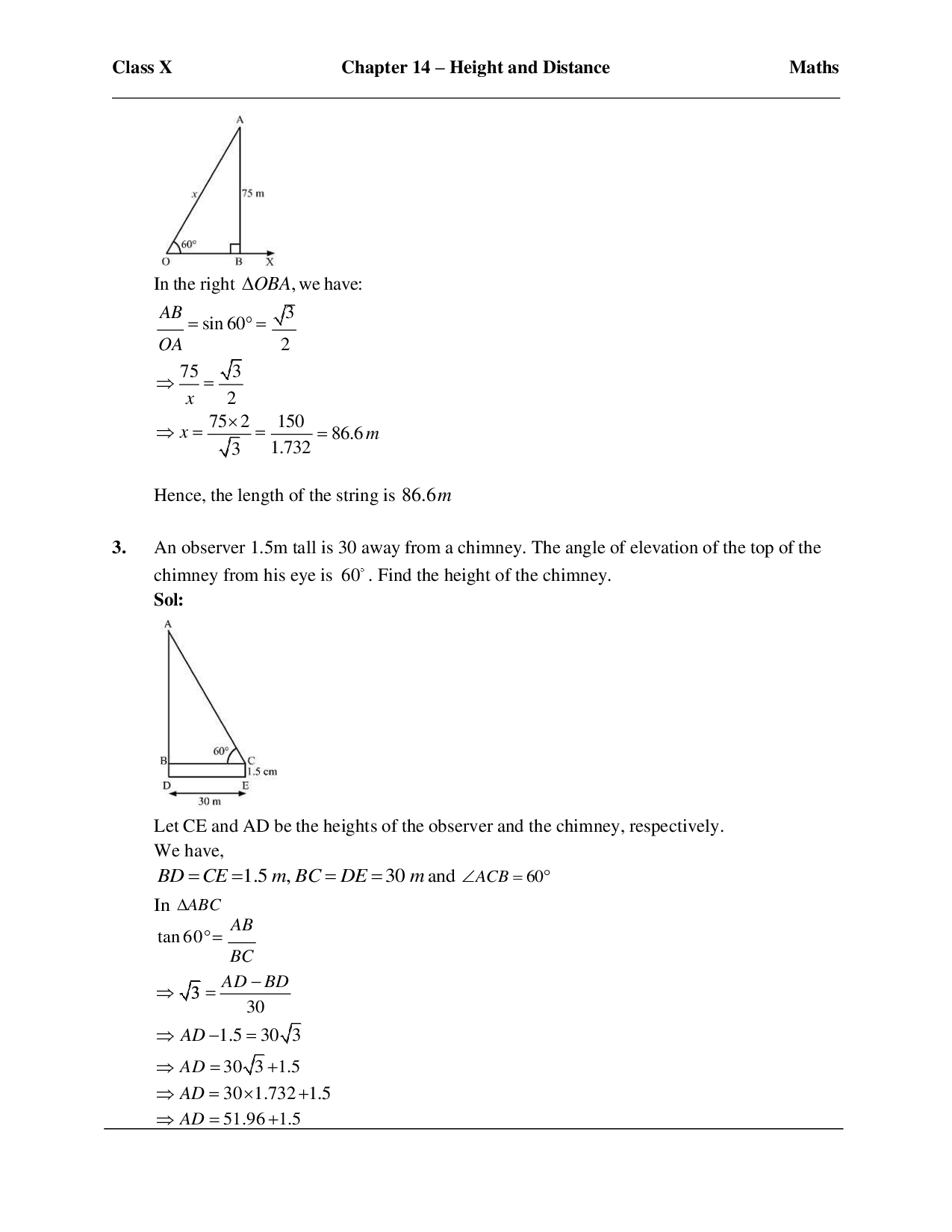 RS Aggarwal Solutions for Class 10 Maths Chapter 14 - Height and Distances