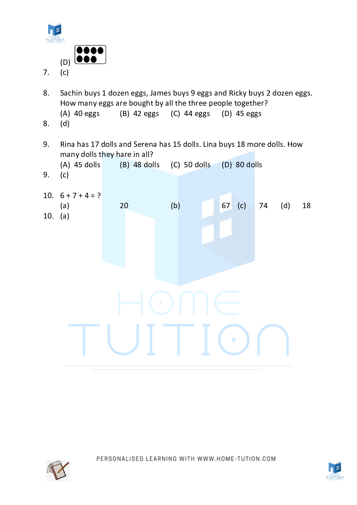 Worksheet For Class 1 Maths Chapter 3 How Much Can You Carry