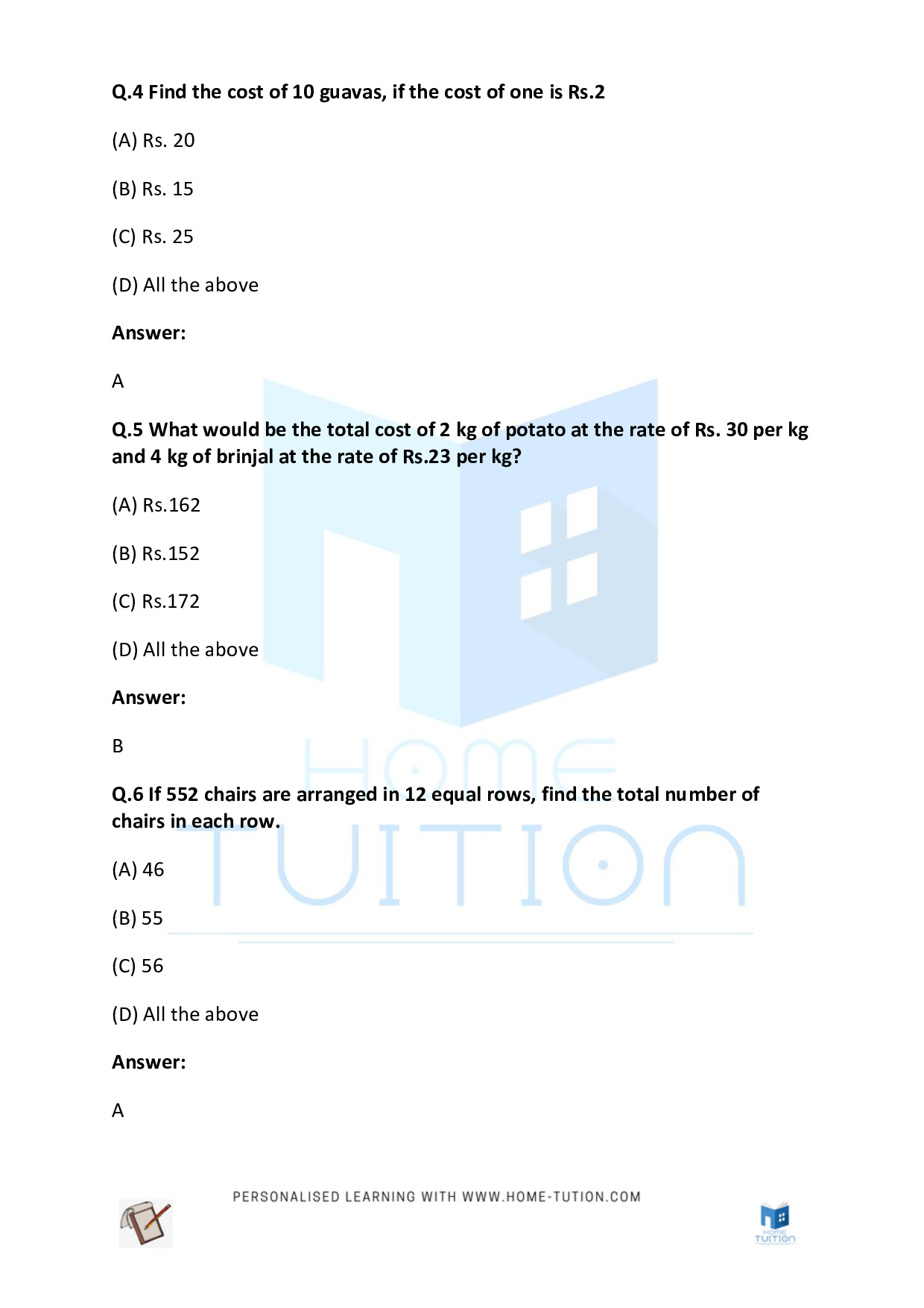 CBSE Printable PDF For Class 2 Multiplication And Division Worksheets 