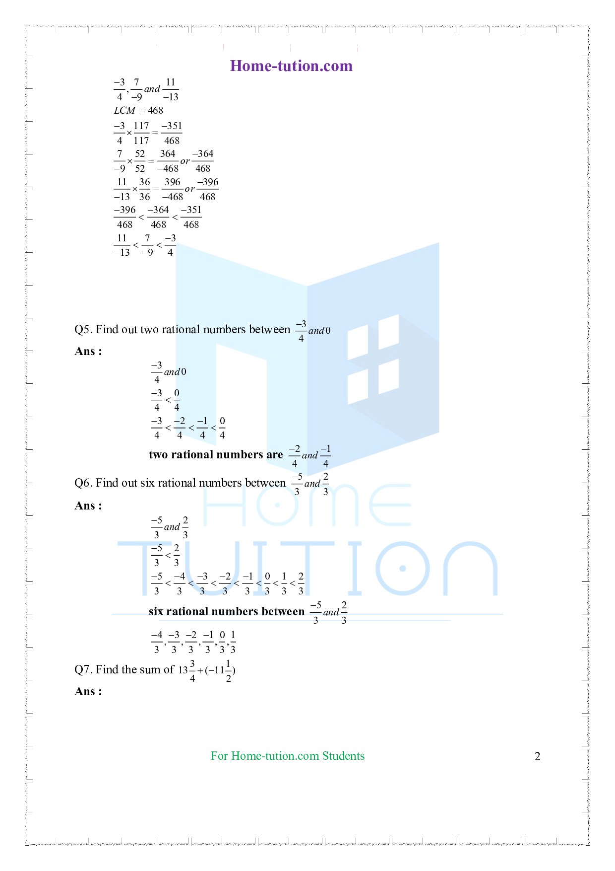 Extra Subjective Questions Worksheet For CBSE Class 7 Maths Chapter 9