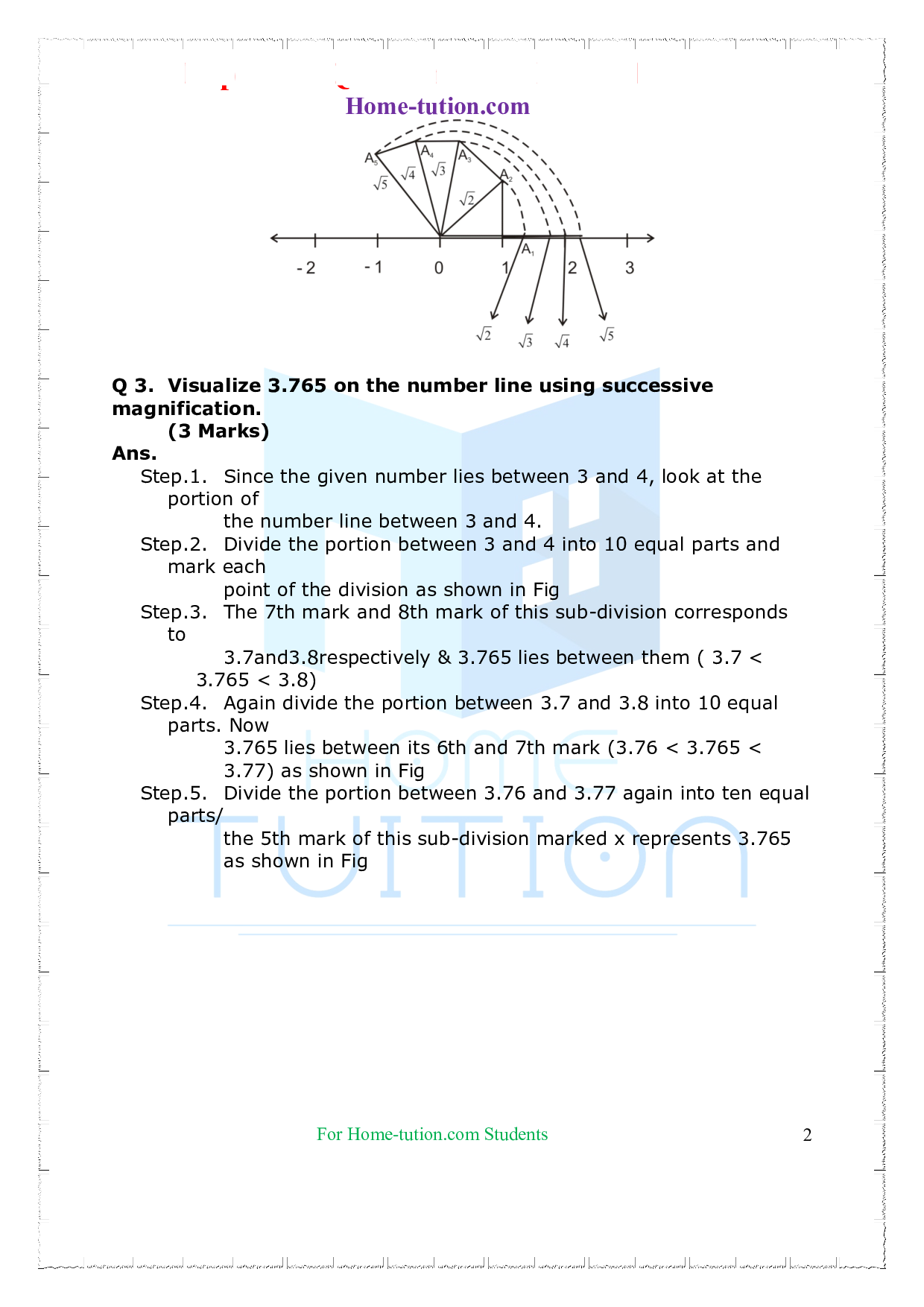 Important Questions For Class 9 Maths Chapter 1 Number System With
