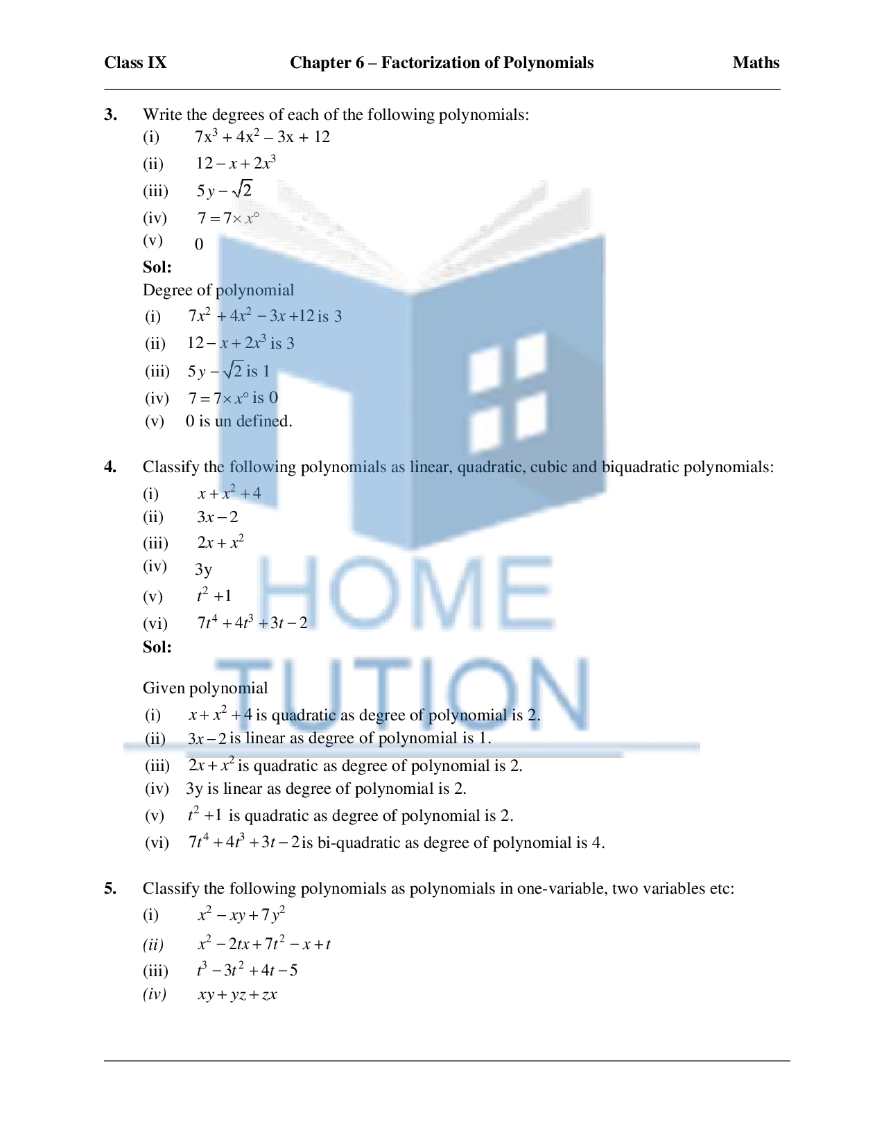 RS Aggarwal Solutions Class 9 Math’s Chapter 3 Factorization of Polynomials