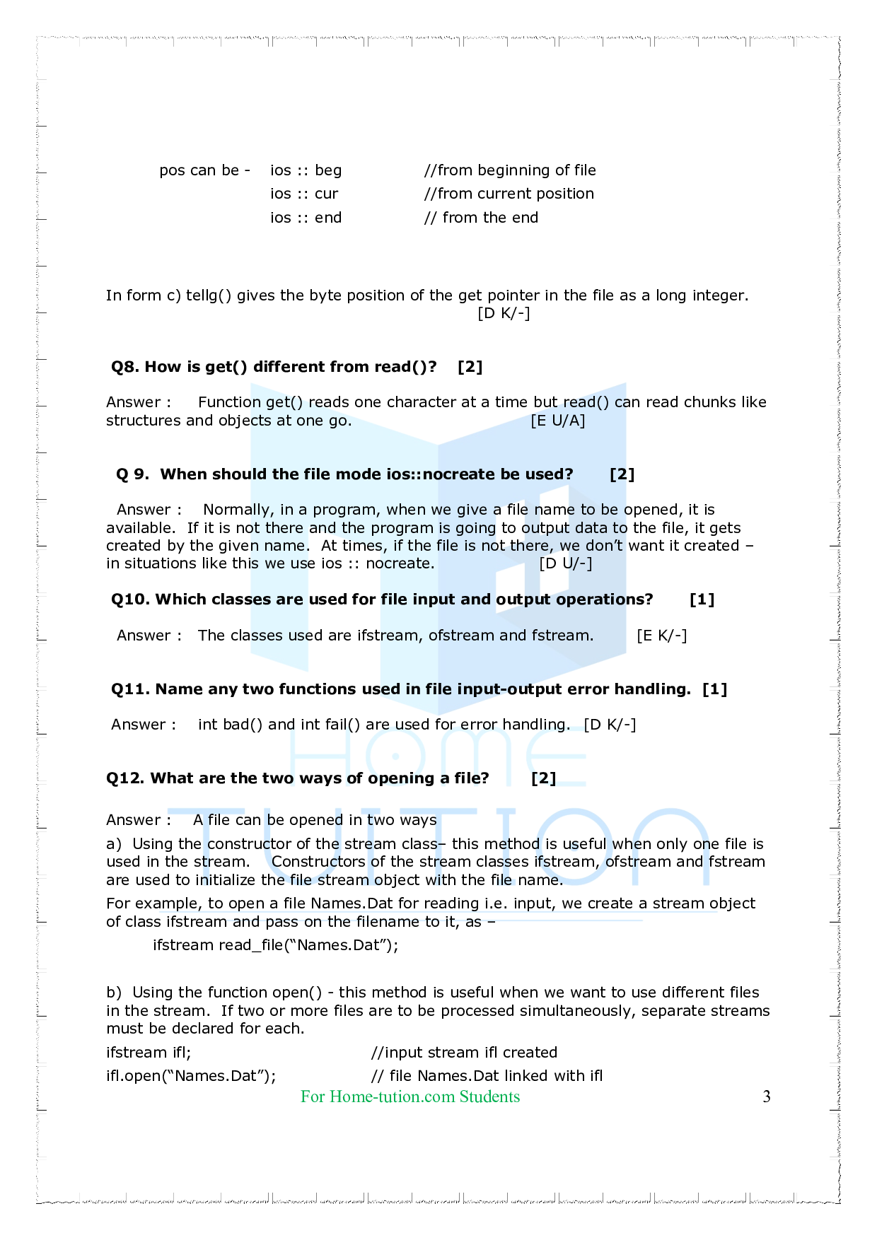 Important Questions For Class 12 Computer Science Chapter Data File