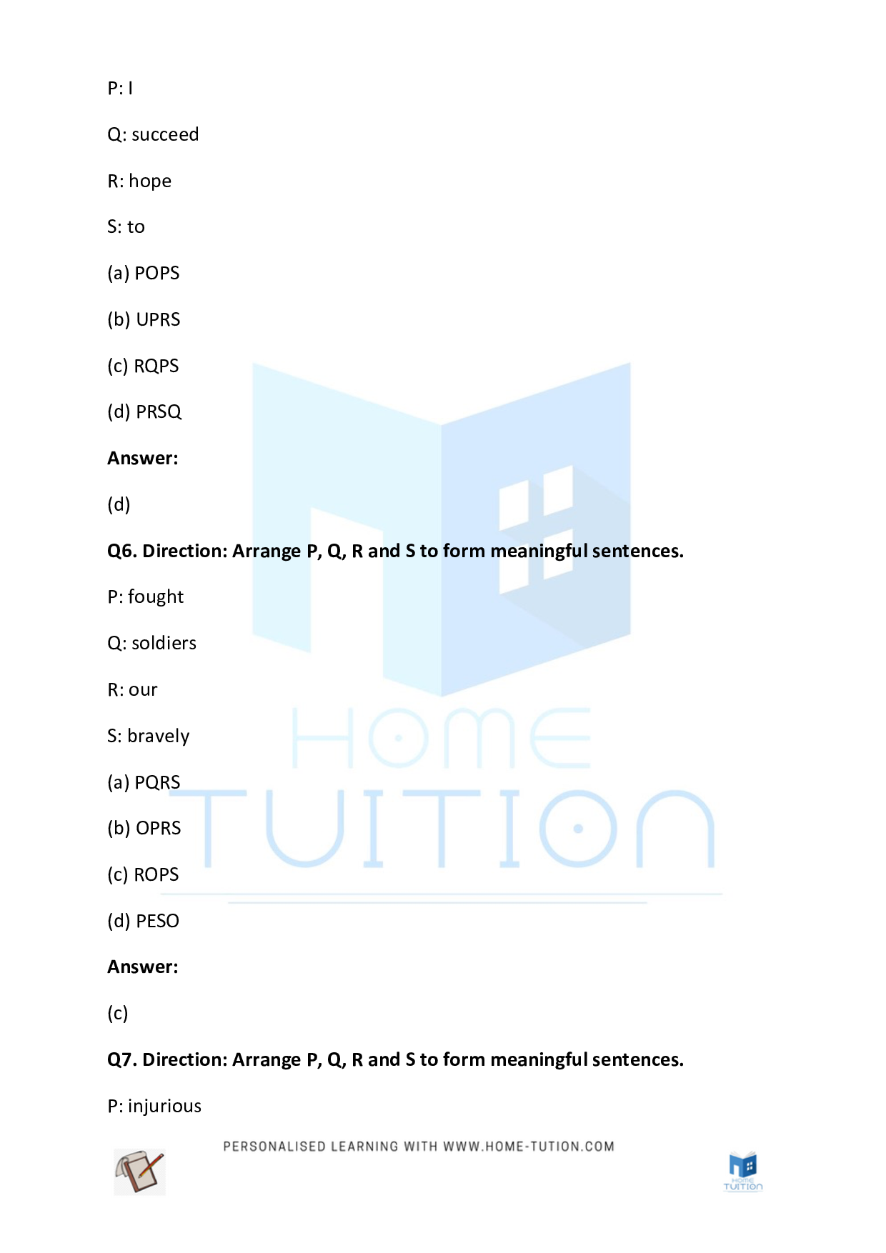 CBSE Worksheet For Class 5 English Jumbled Sentences And Words Free 