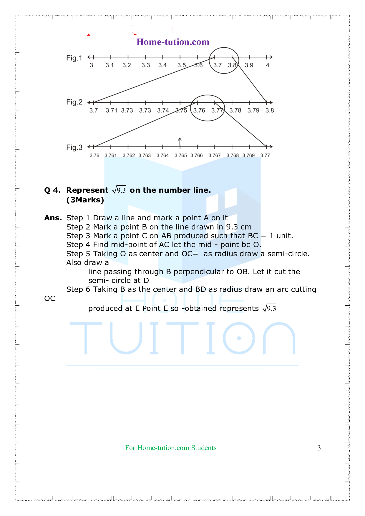 Important Questions For Class 9 Maths Chapter 1 Number System With