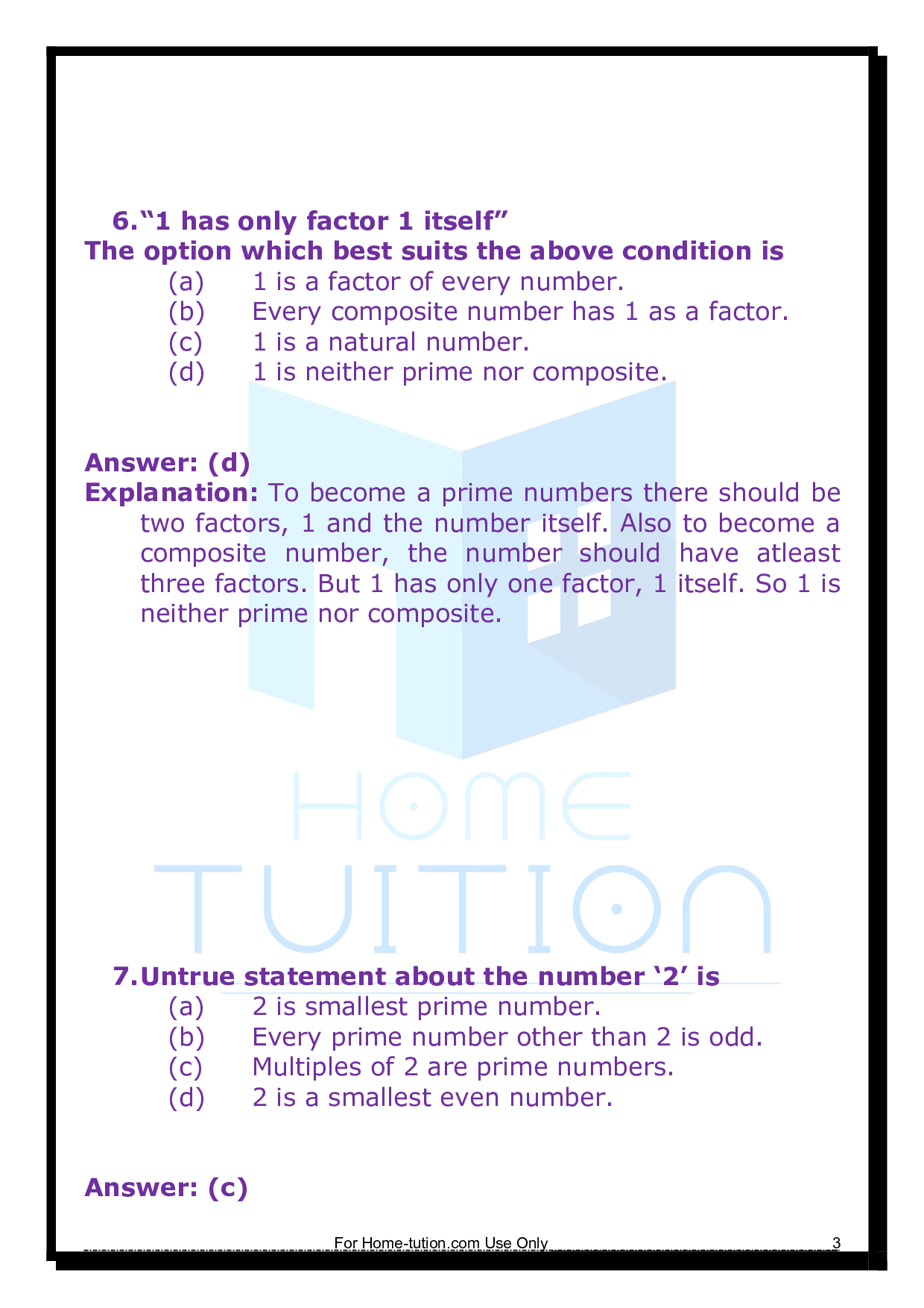 Extra Questions With Solutions For Chapter 3 Playing With Numbers