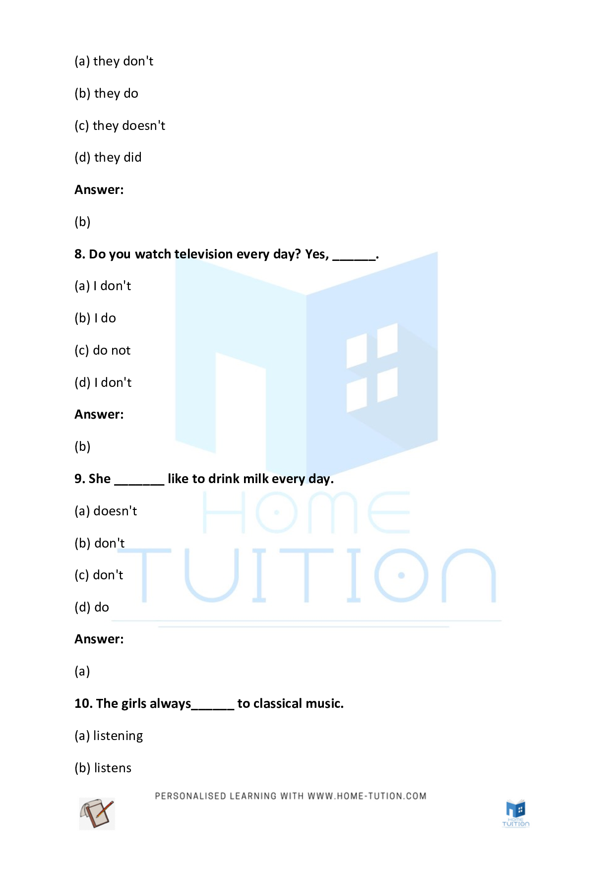 Simple Present Tense Worksheet For Class 2 Download PDF
