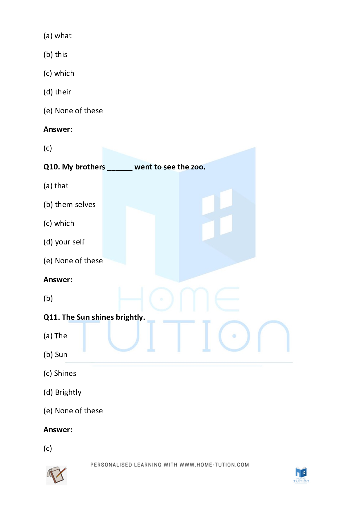CBSE Worksheet For Class 4 English Sentances Free PDF Home Tution