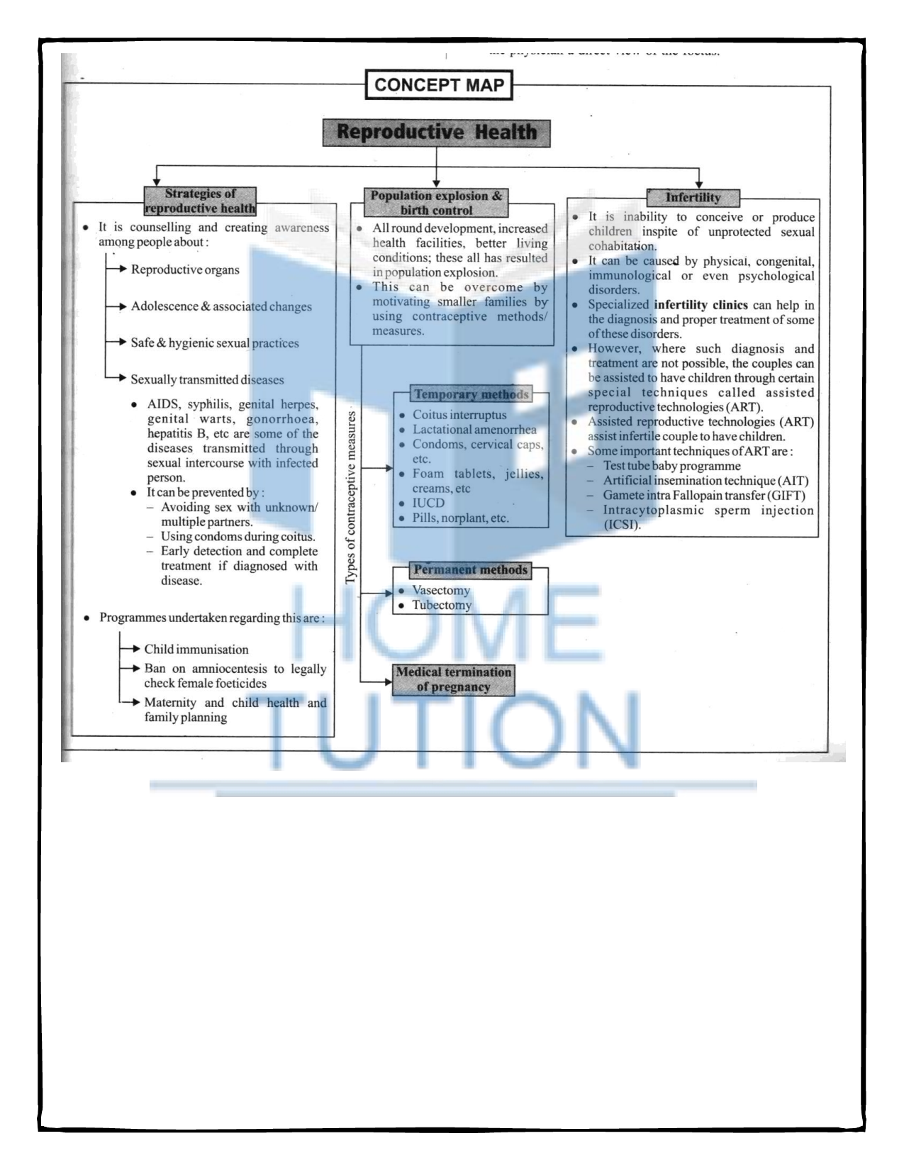 Class 12 Biology Reproduction Mind Map - Home-Tuition
