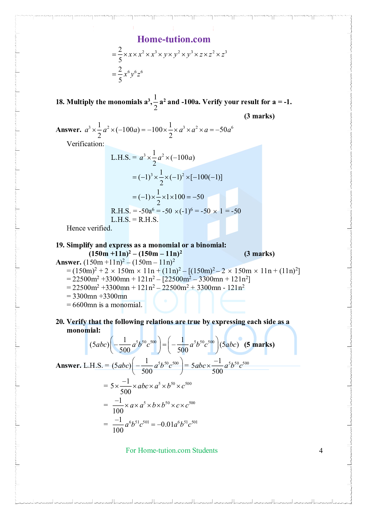 Extra Subjective Questions Worksheet For CBSE Class 7 Maths Chapter 12