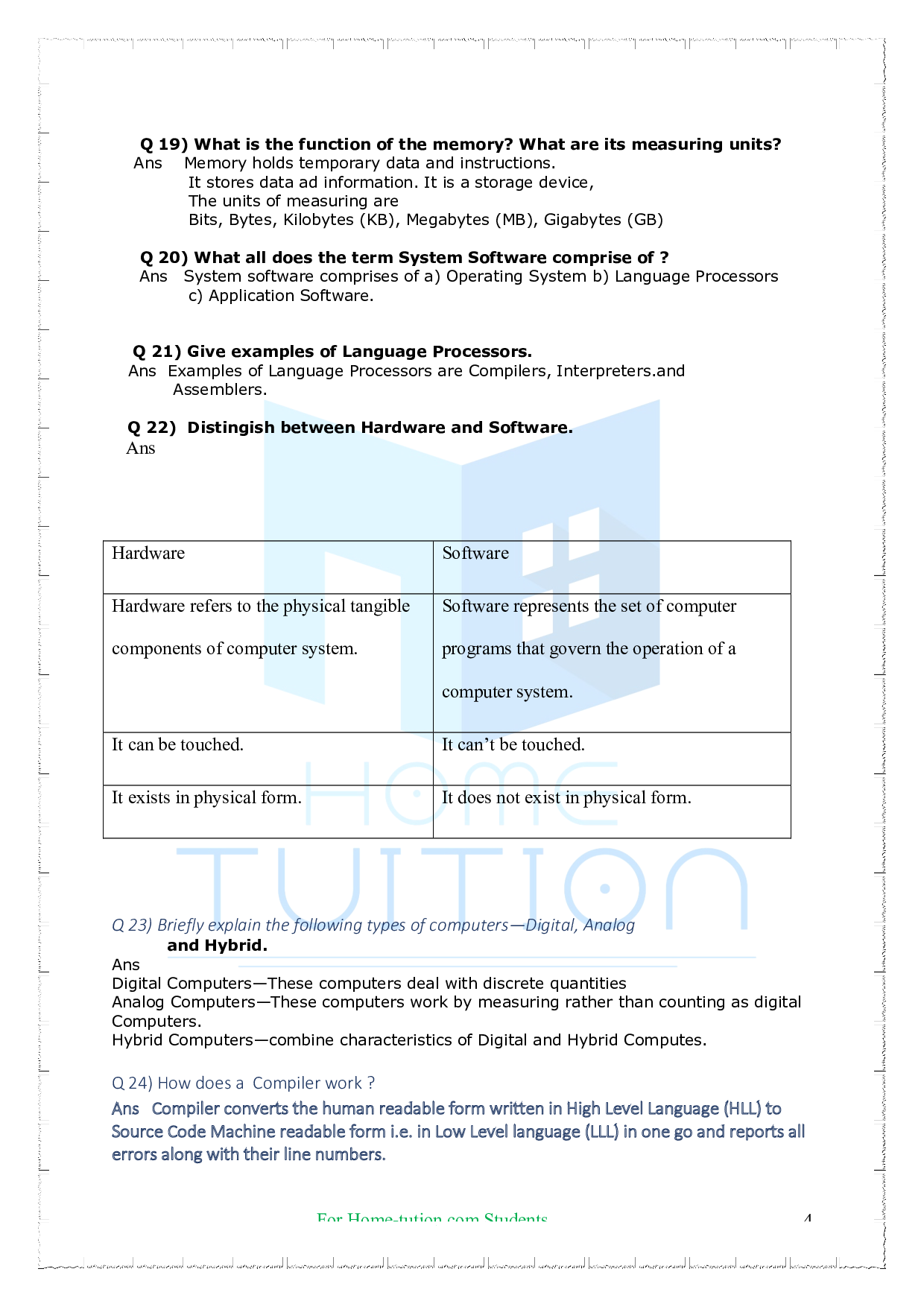 Important ions For Class 11 Computer Science Chapter Computer Overview