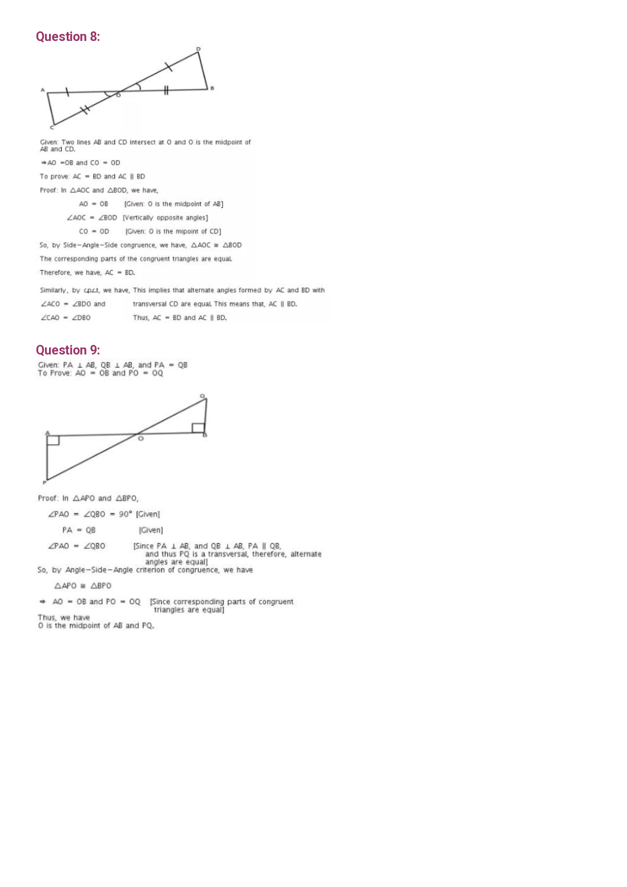 RS Aggarwal Solutions Class 9 Maths Chapter 9 Congruence of Triangles ...