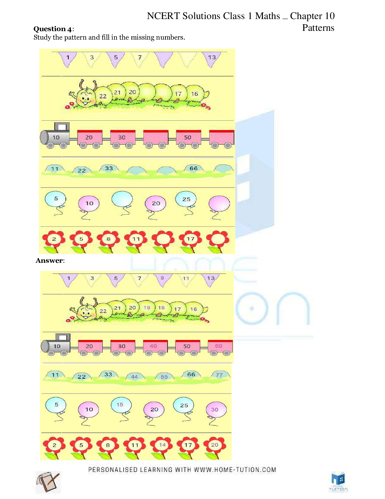 NCERT Solutions For Class 1 Math