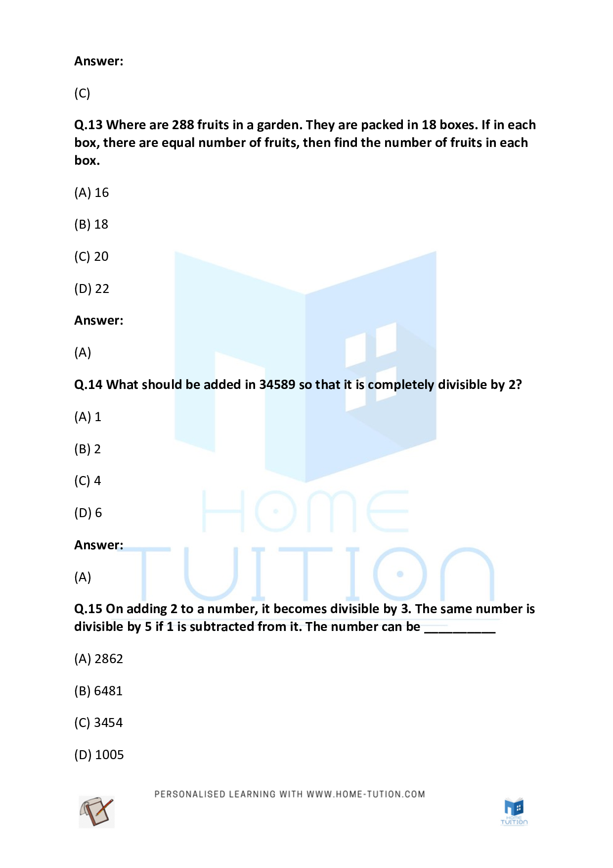 CBSE Class 3 Maths Multiplication Worksheet Free PDF Home Tution