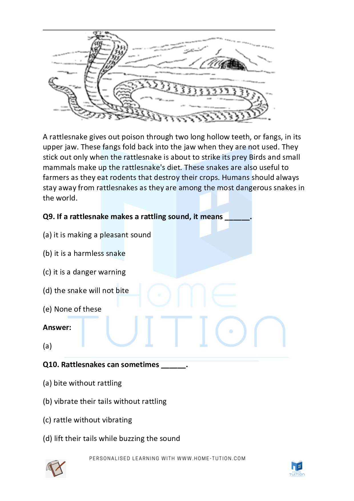 CBSE Worksheet For Class 4 English Comprehensions Free PDF Home Tution