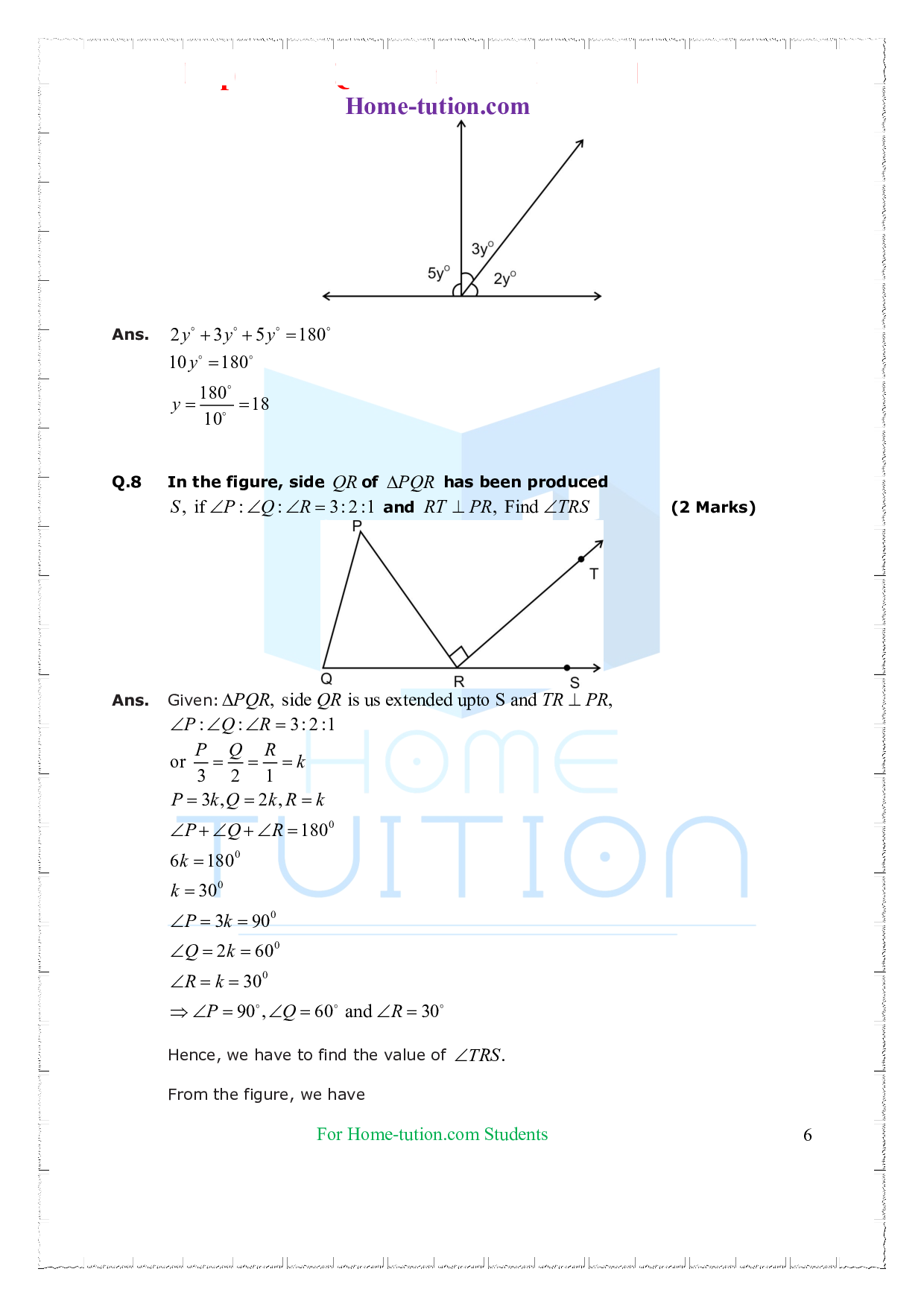 Important Questions For Class 9 Maths Chapter 6 Lines And Angles With