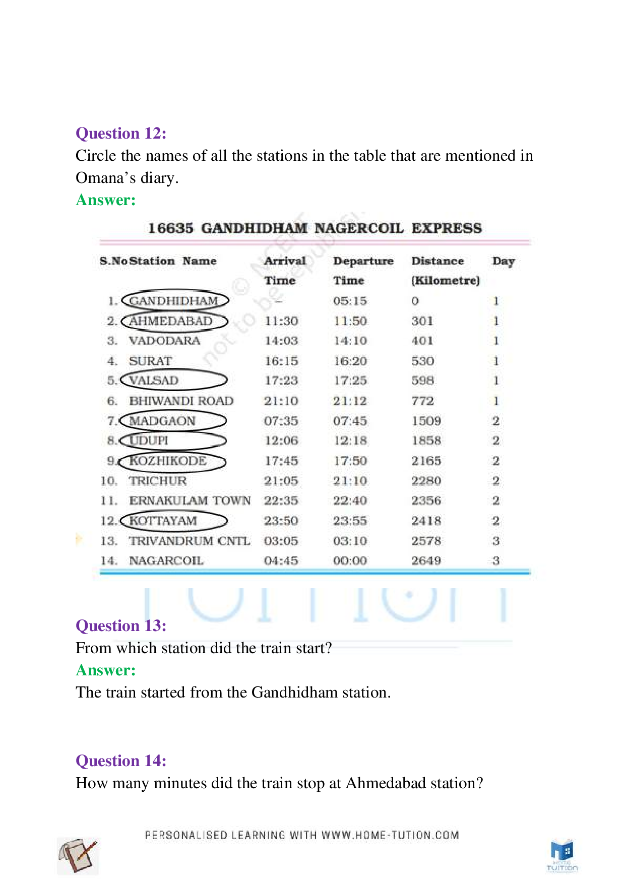 NCERT Solutions For Class 4 EVS Chapter 8 Reaching Grandmother s House