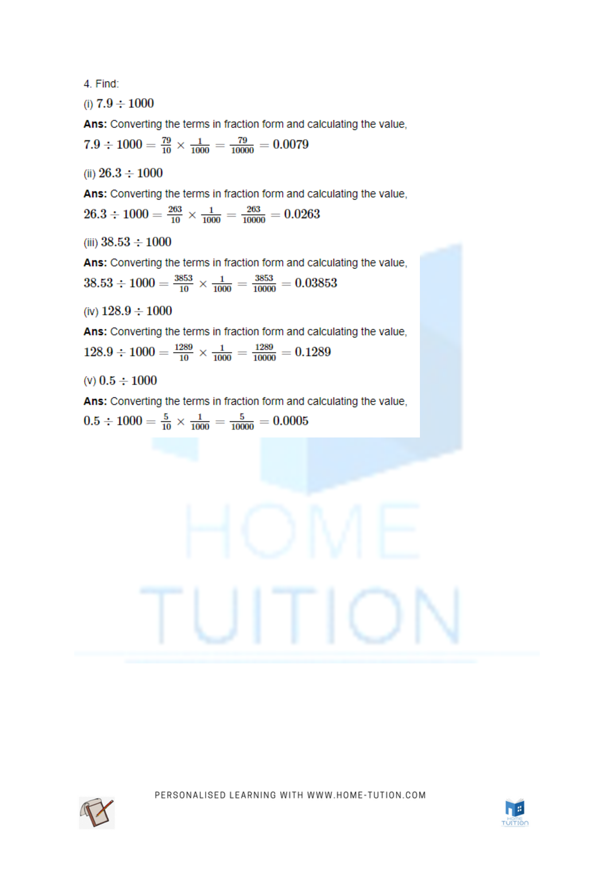 NCERT Solutions For Class 7 Maths Chapter 2 Fractions And Decimals