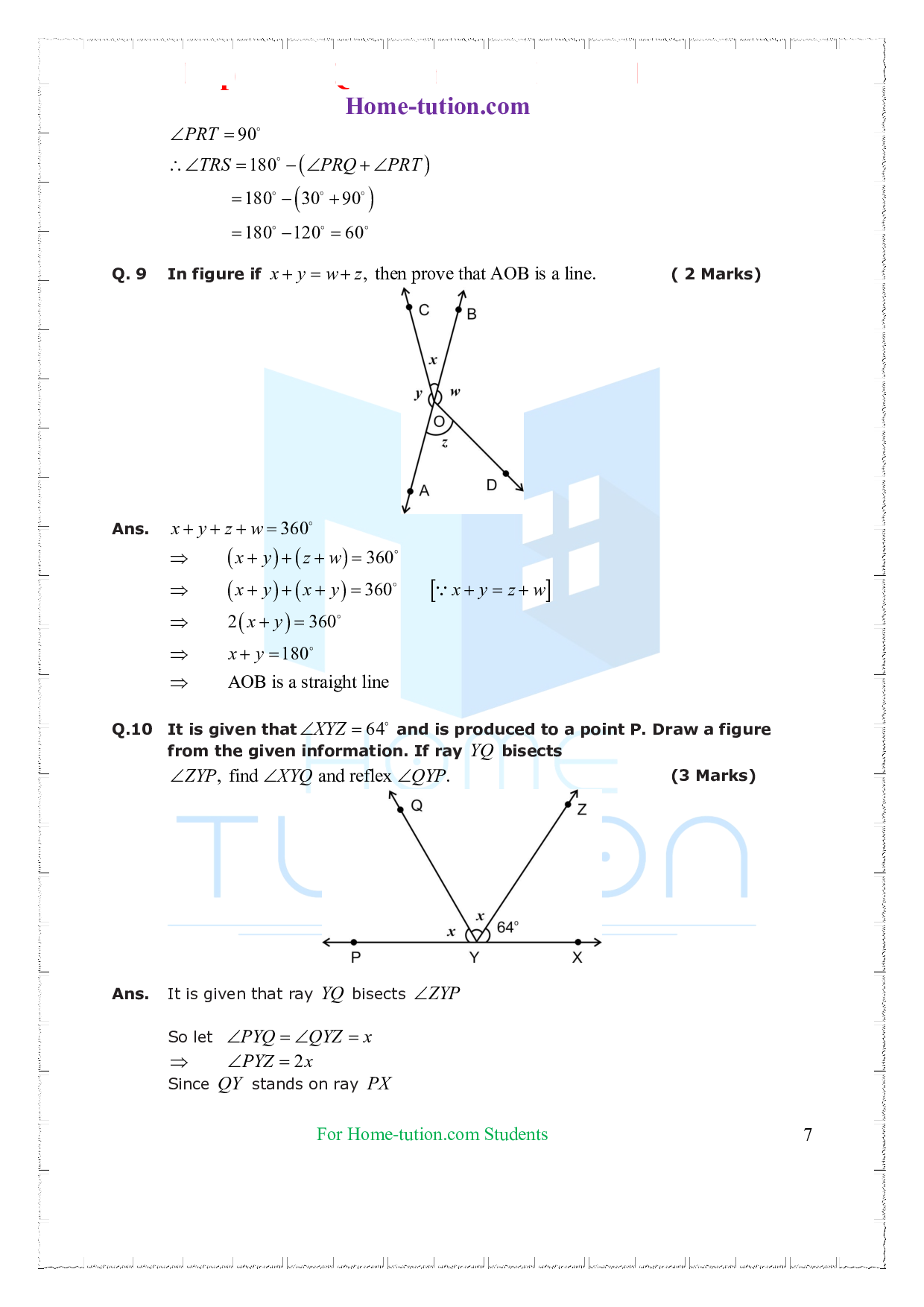 Important Questions For Class 9 Maths Chapter 6 Lines And Angles With