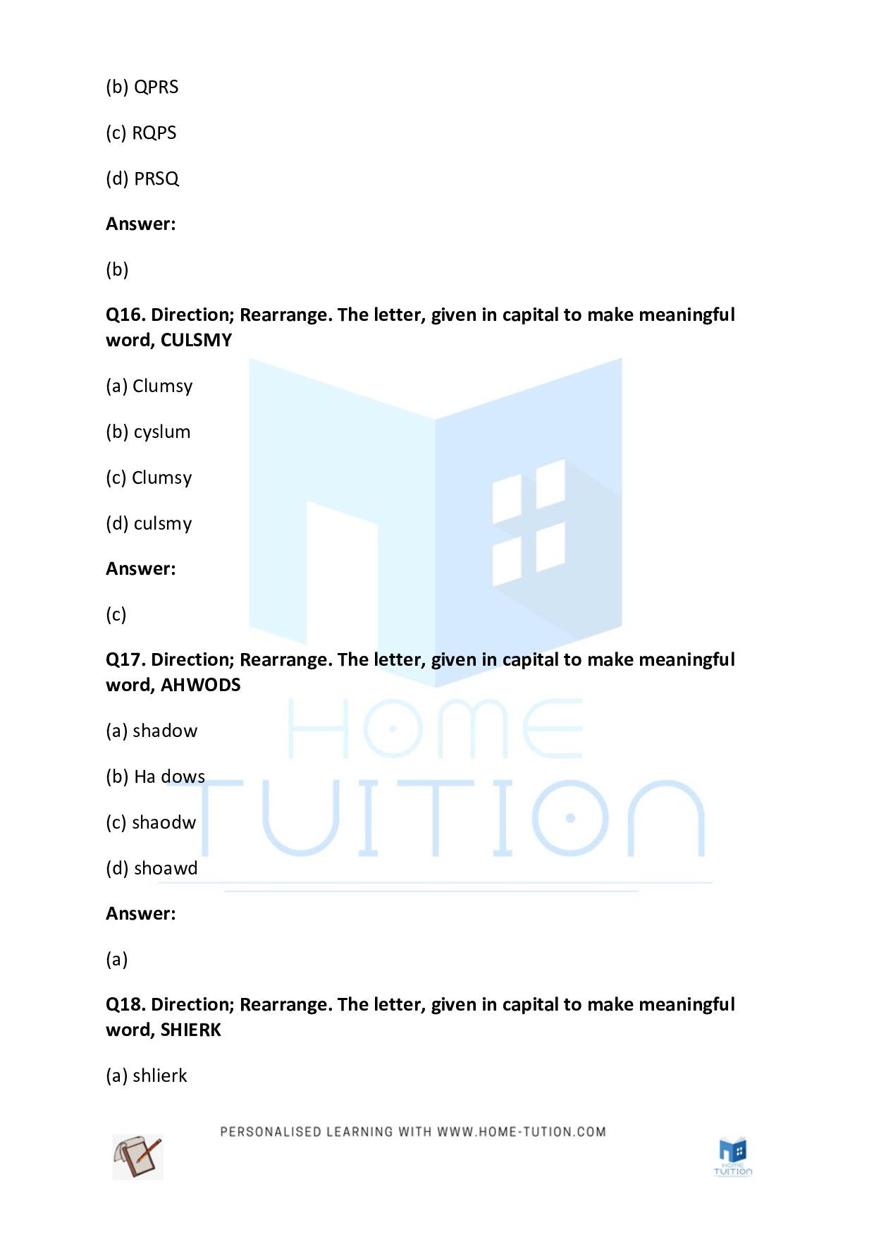 CBSE Worksheet For Class 5 English Jumbled Sentences And Words Free
