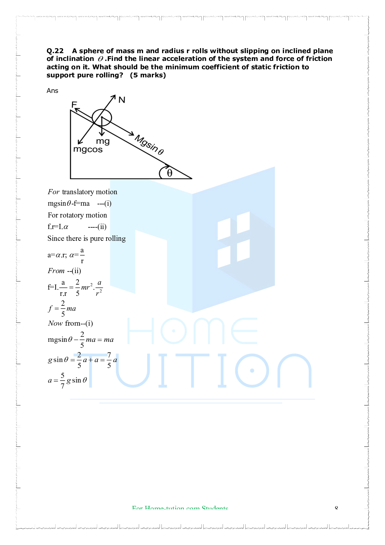 Important Questions For Class 11 Physics Chapter 7 System of Particles and Rotational Motion